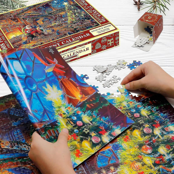 Pussel Adventskalender 2025, 1008 Pusselbitar 25 Dagar Julnedräkning ...