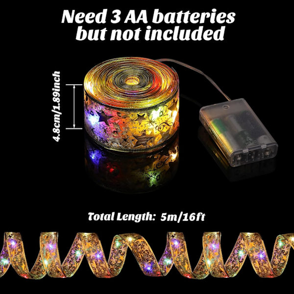 4 stk. 5 meter Julebåndlys Batteridrevet Fairy 50 LED-lys ...