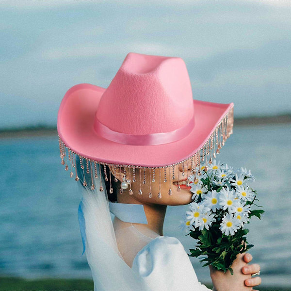 Brud Cowgirl Hatt Kostym Hatt för Fotorekvisita Fest Musikfestival ...