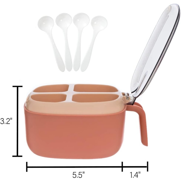Set Med Fyra Brickor Med Skedar Och Lock — 4 I 1 Plastic Seasoni 4ce4