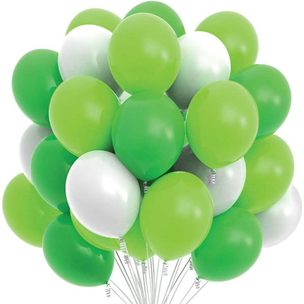 75 Dinosaur Party ballonger 12 tums gröna och vita ballonger med 3963 ...