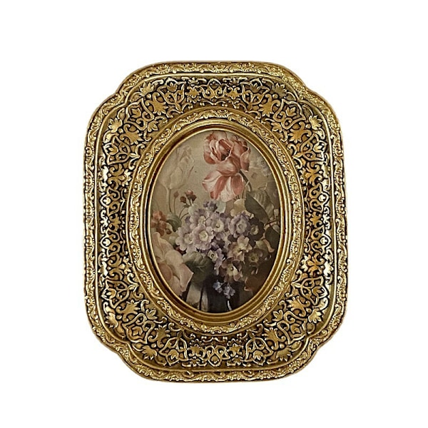 Vintage Lille Billedramme, Antik Prydet Guld Firkantet Foto Ramme til ...