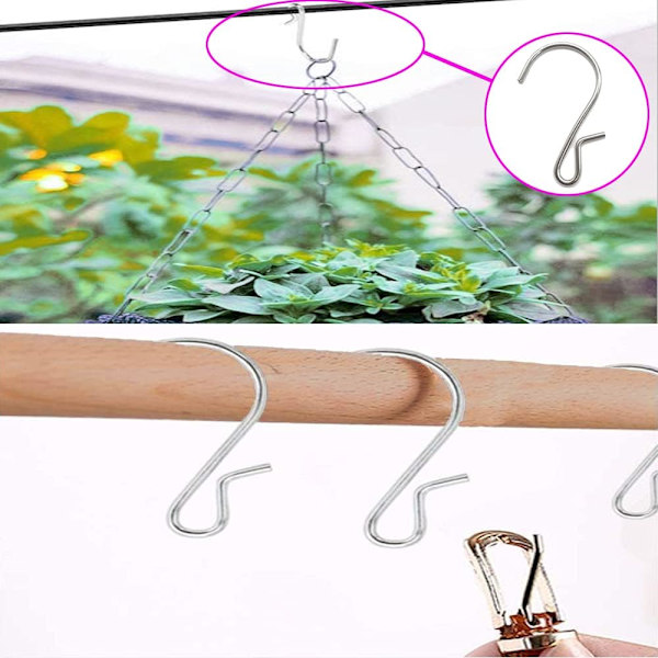 Ocean 25 stk S-formet krog, metal S-formet krog, metal bøjle, Chr | Fyndiq