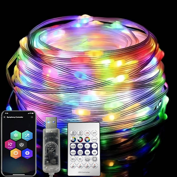 USB ljusslinga för utomhus- och inomhusbruk, 5m, 50 LED, RGB ljusslinga ...
