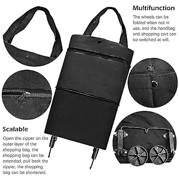 Sammenleggbar handlevogn, sammenleggbar to-trinns glidelås ...