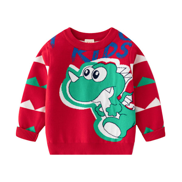 Pojke Tecknad Print Tröja Med Rund Hals Red 110 95d4 Red Cotton