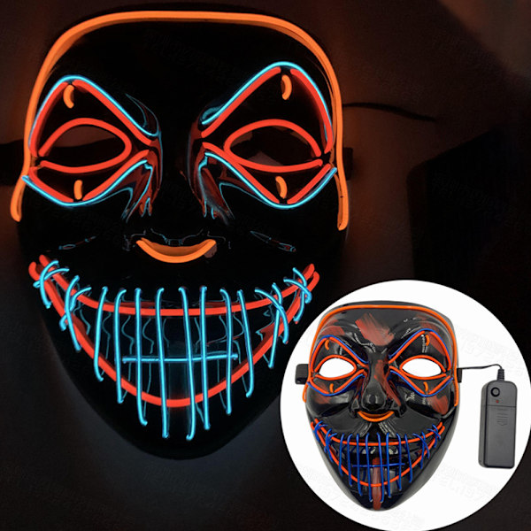 Halloween LED Mask, LED Purge Mask med 3 blixtlägesljus Royal blue ...
