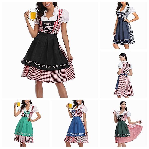 Kvinnors Oktoberfest Beer Maid Costume Bavarian Traditional Dirndl ...