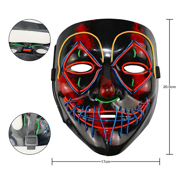 Halloween LED Mask, LED Purge Mask med 3 blixtlägesljus Royal blue ...