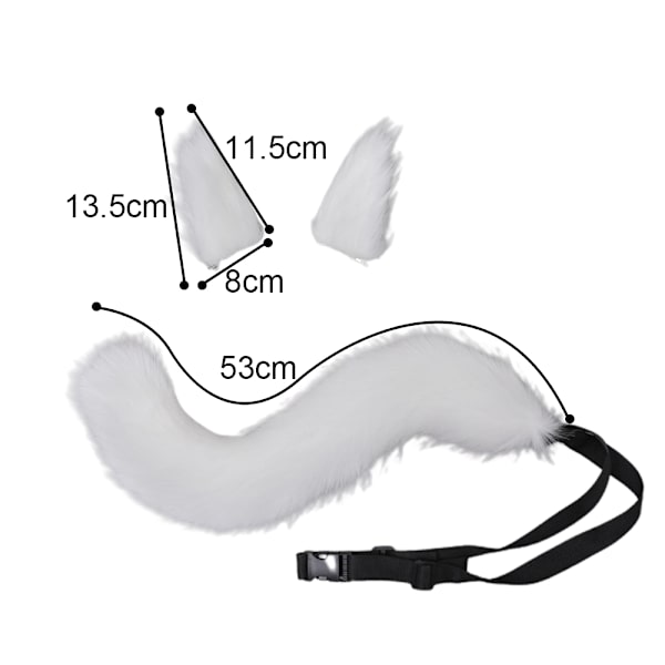 Fuskpäls Katt Räv Varg lurvig svans och öron för Halloween White | Fyndiq