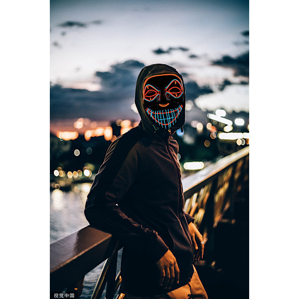 Halloween LED Mask, LED Purge Mask med 3 blixtlägesljus Royal blue ...