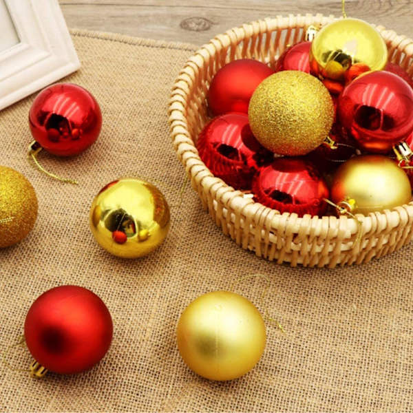 Julgranskulor set - 24 julkulor i plast - Rouge | Fyndiq