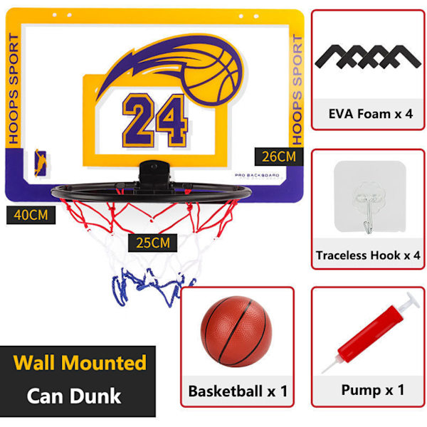 Inomhus Basket Hoop Set Barn Sportspel Leksaker för Barn Vuxna Purple ...