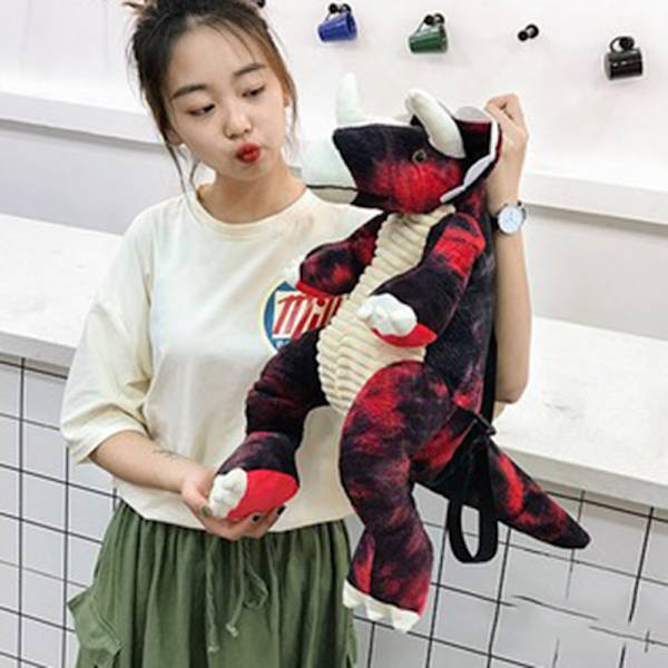 Simulering dinosaurie ryggsäck söta djur tecknad plysch skolväska barn leksak Kid gåva Brown ...