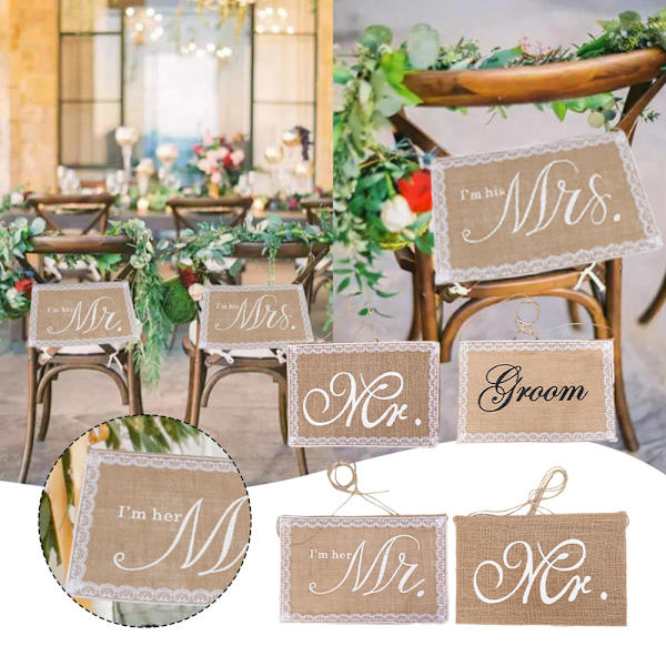 Linne Stol rygg Dra flaggan Personlig vintage bröllopsflagga för bröllopsställe G219 | G219 | Fyndiq