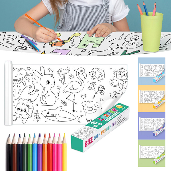 Målarbok Målning Skrolla med Pennor för Barn, Förskola och Dagis ...