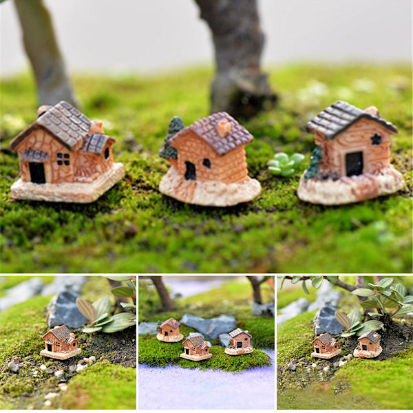 Resin Mini Hus Set Gör det själv Trädgårdslandskap Hållbar Långvarig ...