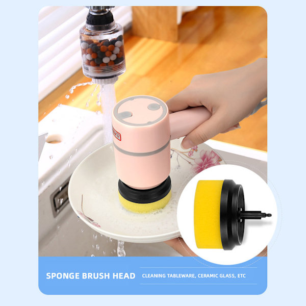 1200mAh Elektrisk Rengöringsborste med 6 Borstar för Kök Badrum Dusch ...