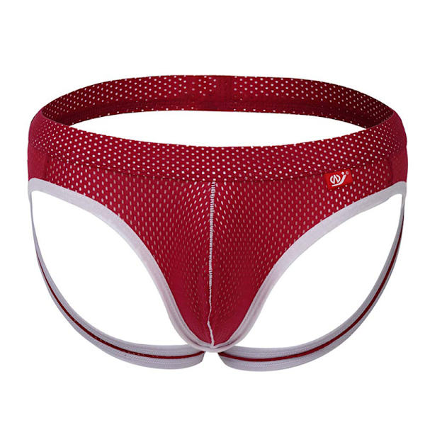 Män Mesh Stretch Sexiga underkläder Lågväxt kalsonger String rose red L ...