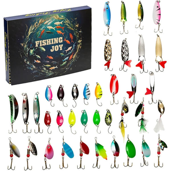 QQ-Fiskekalender 2024 - Set med fiskedrag, fiskeutrustning för vuxna män och pojkar ...