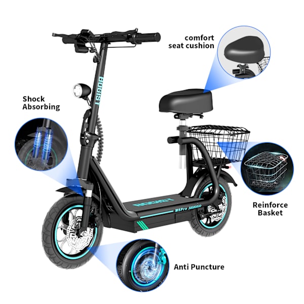 BOGIST The M5 Pro hopfällbara elscooter har en 885W motor, ett 48V 15AH ...