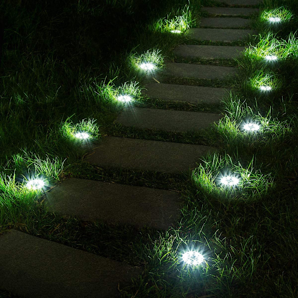 Solpex 12-pak Solcelle Jordlys, 8 LED Solcellelamper Udendørs Vandtætte ...