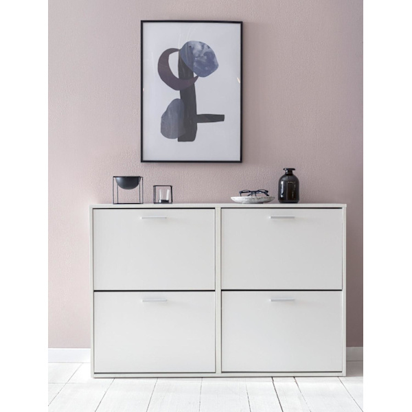 Rootz Skoskab Moderne 120 x 81 x 24 cm træ - Skohylde Hvid 4 rum ...