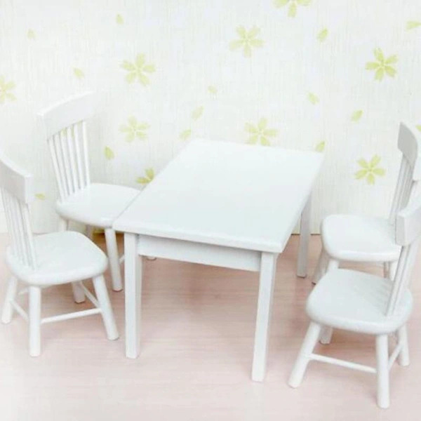 Vitt matbord stolsmodell set 1:12 dockhus miniatyrmöbler present | Fyndiq