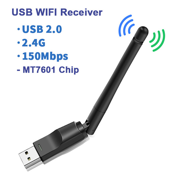 USB WiFi-adapter 150 Mbps nätverkskort Wi-Fi-mottagare PC Laptop MT7601 ...