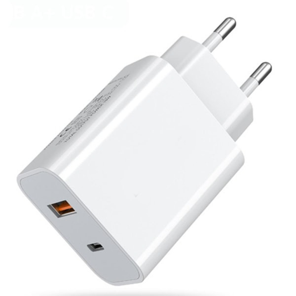 TG 20W Dobbelt USB/Type-C Port Hurtigopladningsvægadapter Hvid | Fyndiq