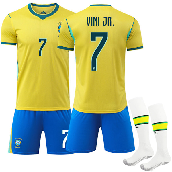 VM 2026 Brasilien landslag hemma barn vuxen fotbollströja med strumpor ...