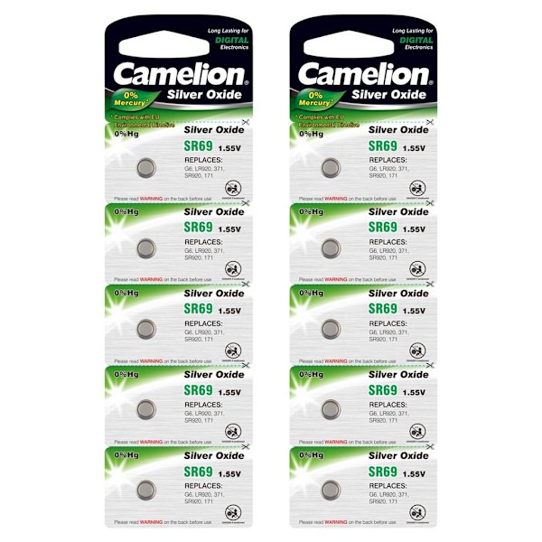 SR69 Batteri 10-pack Silveroxid SG6 G6 371 SR921 Klockbatterier d44c ...
