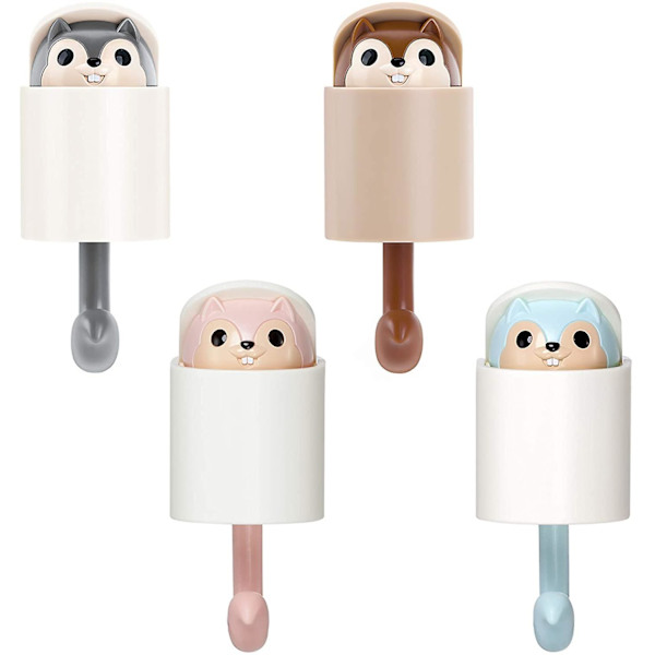 4 stycken kreativa ekorre-krokar för vägg, söta tecknade barns ...