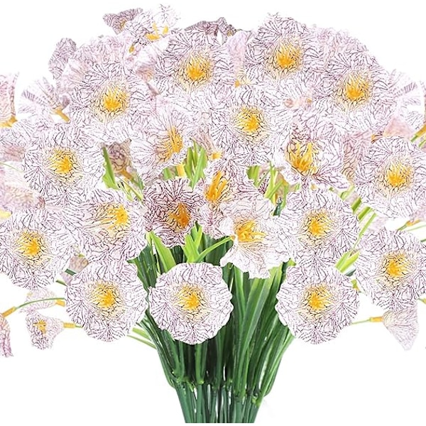 24 Buketter Konstgjorda Blommor Utomhus UV-Resistenta Falska Blommor Fadingfria Faux Plastväxter ...