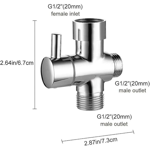 3-way Shower Arm Diverter Valve G1/2"brass Shower Splitter Shower Valve ...