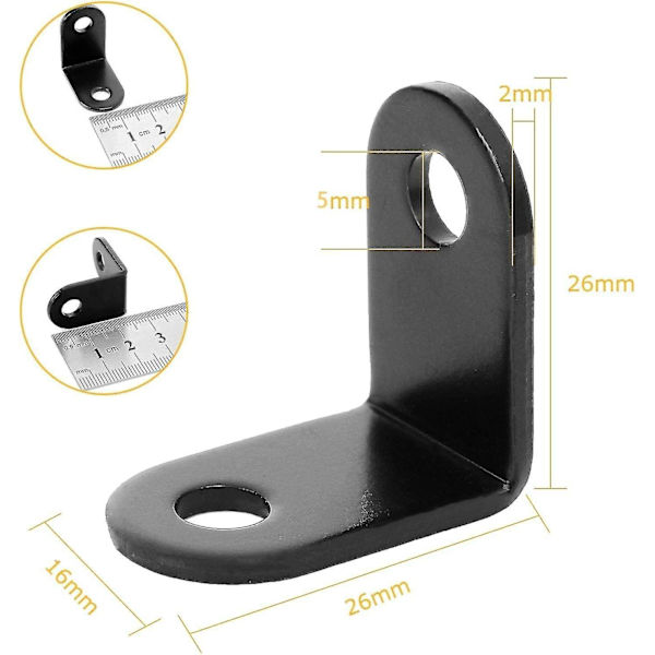 Set Of 20 Small Fixing Brackets Black, 25x25 Mm Metal Bracket For ...