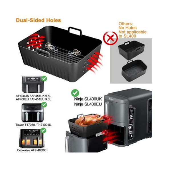 2-pack Air Fryer Form för Ninja Double Stack XL Air Fryer SL400EU ...