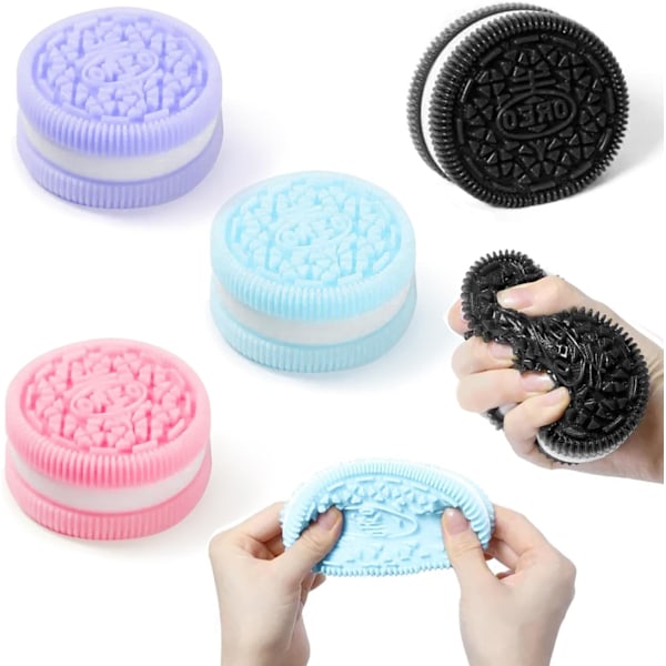4 stk. Kjeks Stress Relief Leke for Oreo, Taba Squishy for Oreo, Klype ...