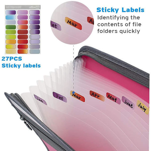 13 Pocket Expanding File Mappe med Sticker Labels, Accordion Fi cc39 ...
