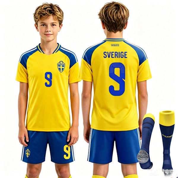 2026 Fotbolls-VM Sveriges herrlandslag #9 Isak Hemmatröja 3-delat kit ...