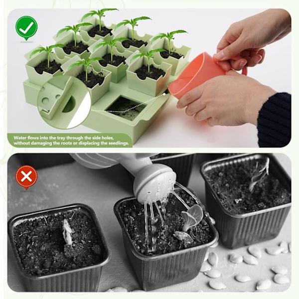 9-cells fröbricka – 5,8 cm djupa celler – med växtetiketter och handtag ...