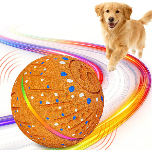 Interaktiv Smart Hundleksaksboll med RGB-ljus - Automatisk studsboll, 3 ...