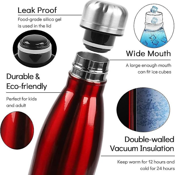 350/500/750/1000 ml dubbelvägg rostfritt stål thermal vattenflaska Sport termosflaska Håll varm ...