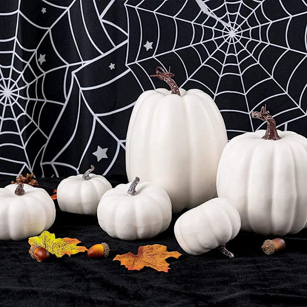 7 st konstgjorda pumpor, höstdekoration, vit pumpa för Thanksgiving ...