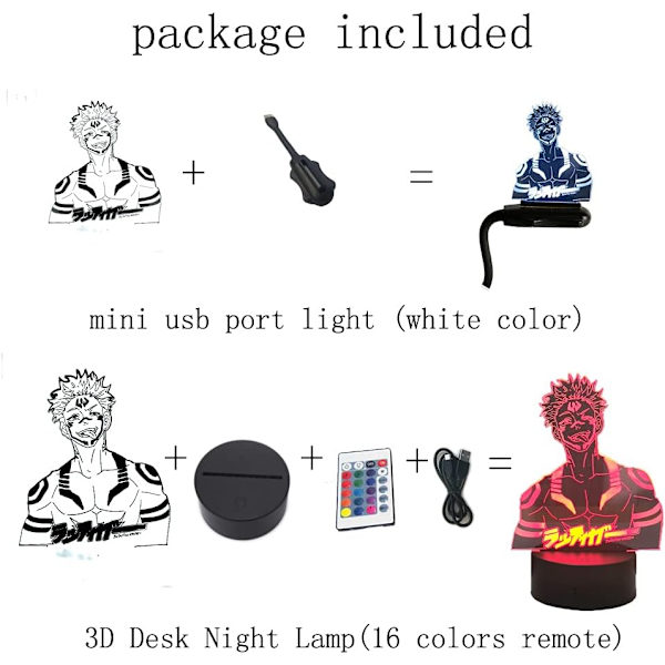 Ryomen Sukuna Neon Sing 3D Illusion Jujutsu Kaisen LED Anime | Fyndiq