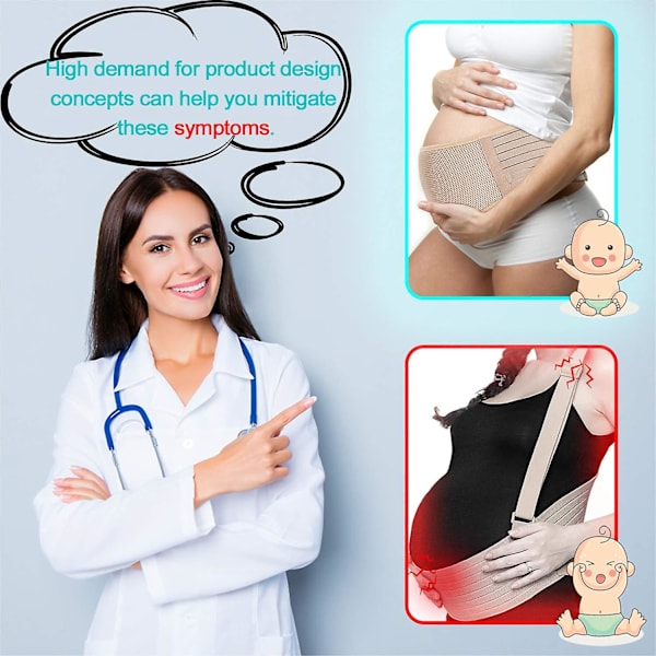 Gravidbälte Graviditetsstöd Bälte Bump Band Buken Support Bälte Mage Back Bump Brace Strap (Vit ...