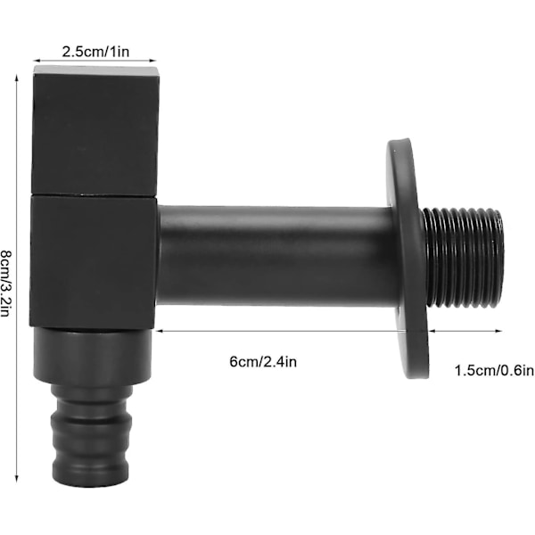 Fyrkantig Vattenkran ,full Koppar Enkel Kallkran Tvättmaskin Kran G1/2 Tråd Svart Balkong ...