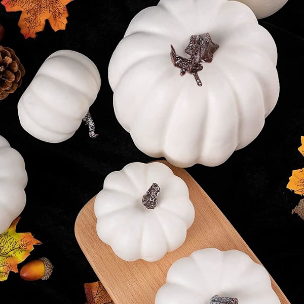 7 st konstgjorda pumpor, höstdekoration, vit pumpa för Thanksgiving ...