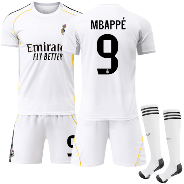 2025-2026 Real Madrid Hjemmedrakt Barn Voksen Fotballdrakt Nr. 9 Mbappe-FA10- Nr. 9 Mbappé[Faya ...