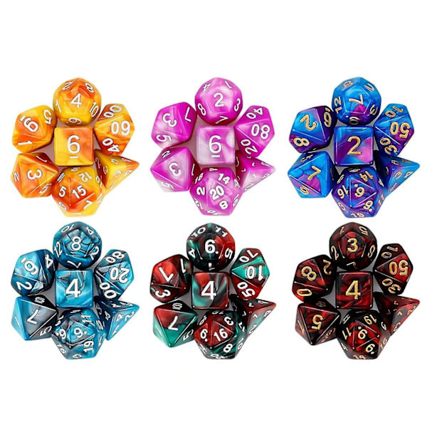 Dnd-terninger, 6 x 7 sæt polyedriske dobbeltsidede terninger poser til ...